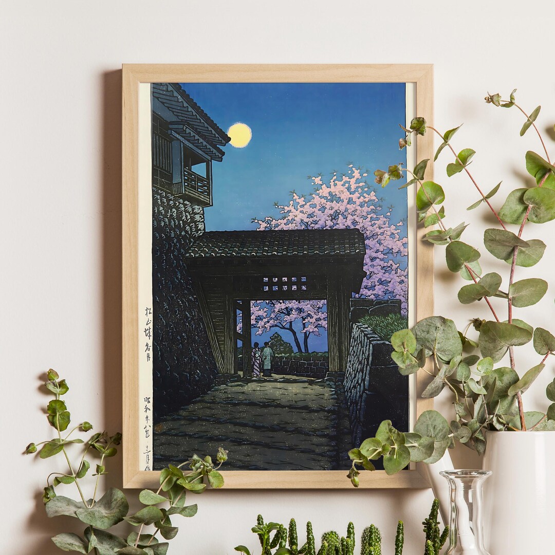 Full Moon Over Matsuyama Castle, Kawase Hasui, 1953, Japanese Night ...