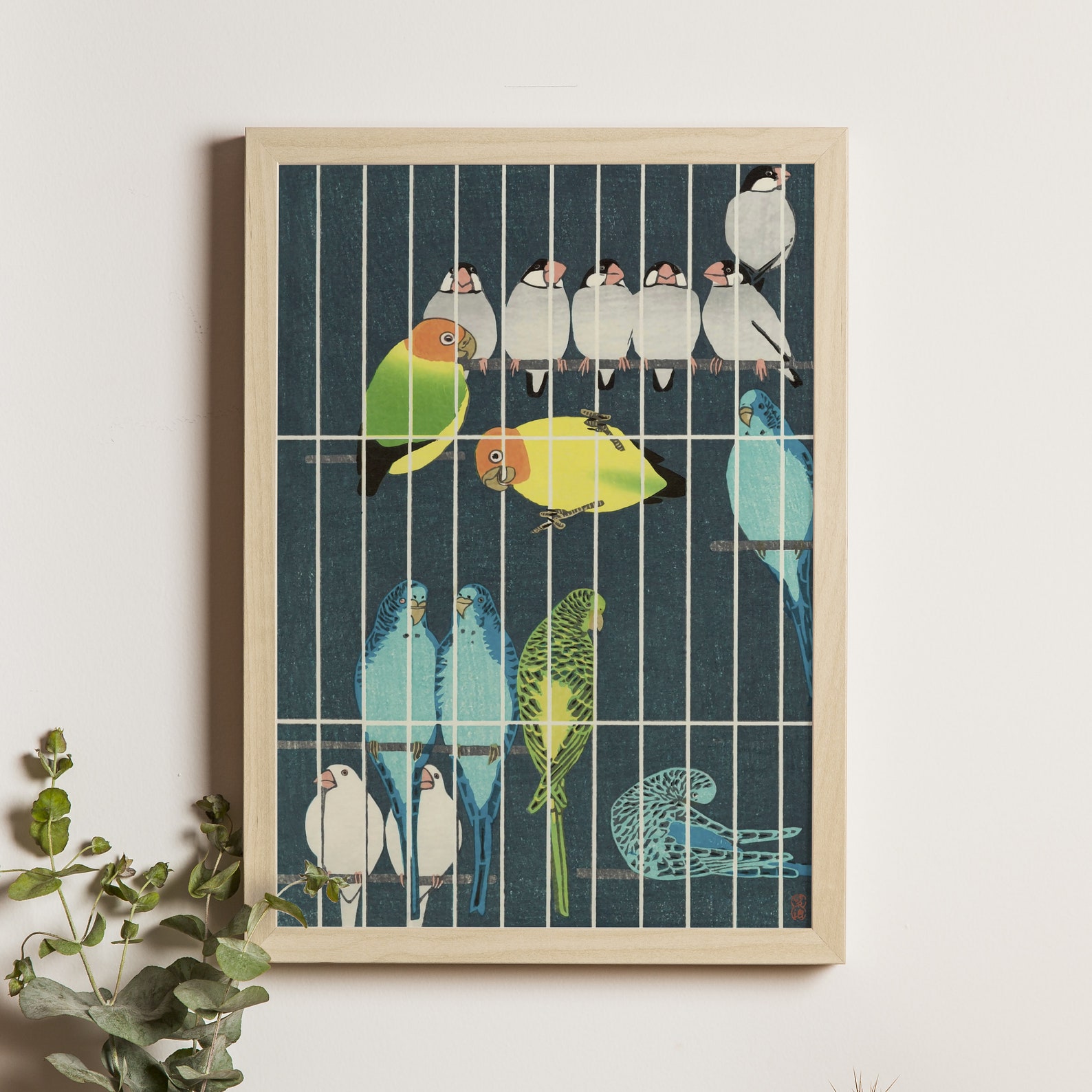 Bird Cage - Torikago Print, Kasamatsu Shiro Art, Japanese Ukiyo-e ...