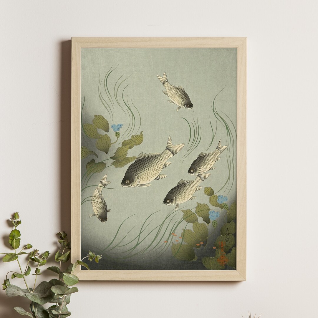 Crucian Carp Funa - Ohno Bakufu Print, Japanese Fish Print, Ukiyo-e ...