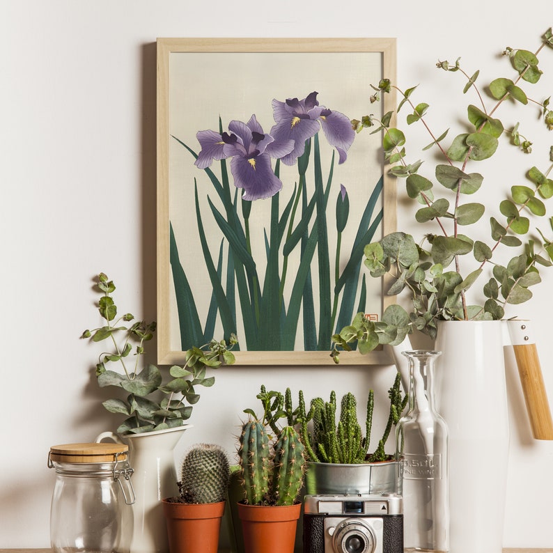 Ito Nisaburo's Iris Ukiyo-e Japanese Flower Art Print, 1950s Floral Elegance, Botanical Wall ...