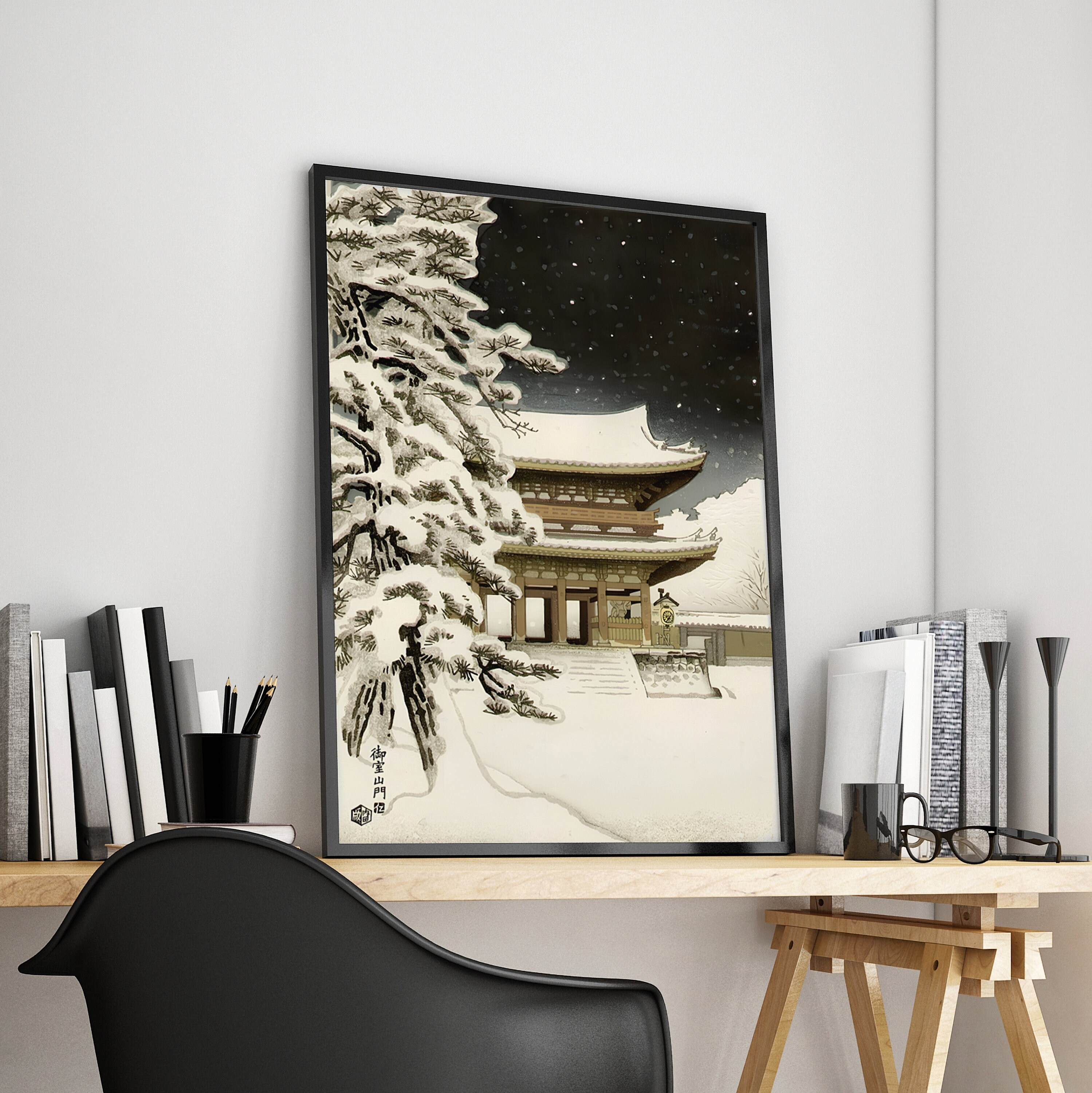 Ninnaji Temple-gate in Snow - Ito Nisaburo Art Print, 1950s Ukiyo-e ...