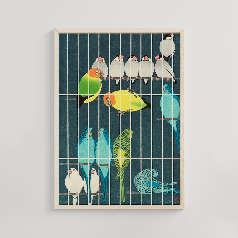 Bird Cage - Torikago Print, Kasamatsu Shiro Art, Japanese Ukiyo-e ...