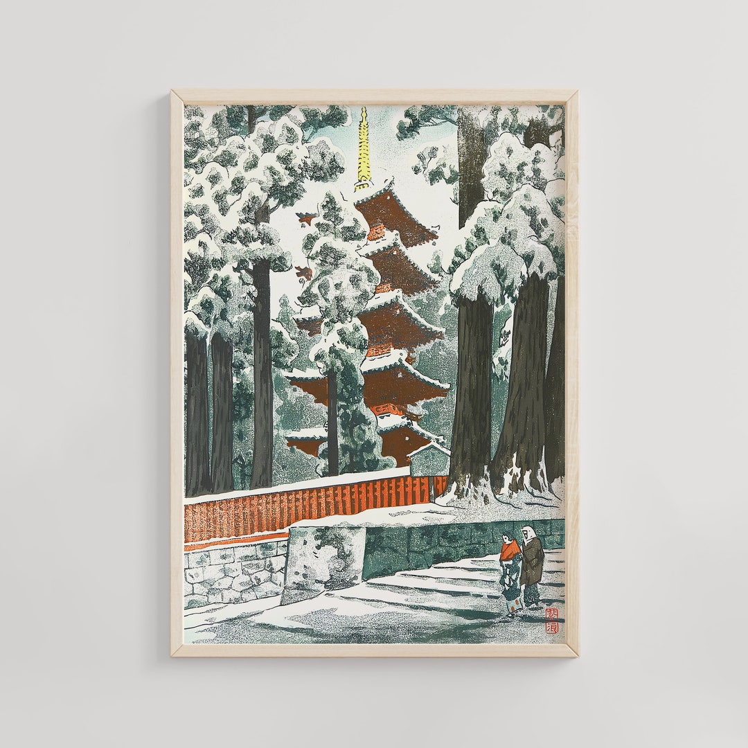 Pagoda in Nikko Art Print, Kasamatsu Shiro Ukiyo-e, Japanese Temple ...