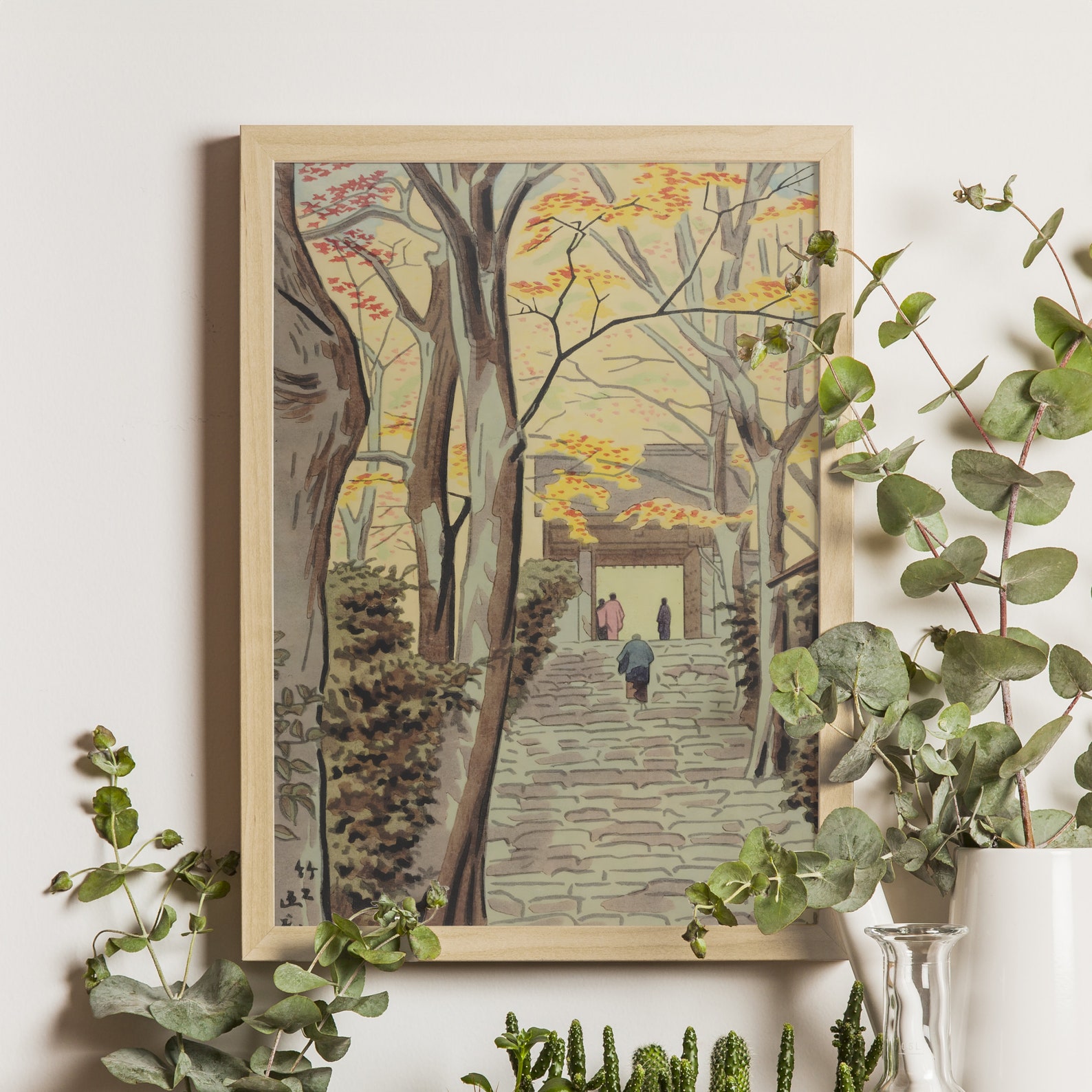 Autumn Trees Shinto Shrine Asano Takeji Ukiyo-e Print, Mid Century ...