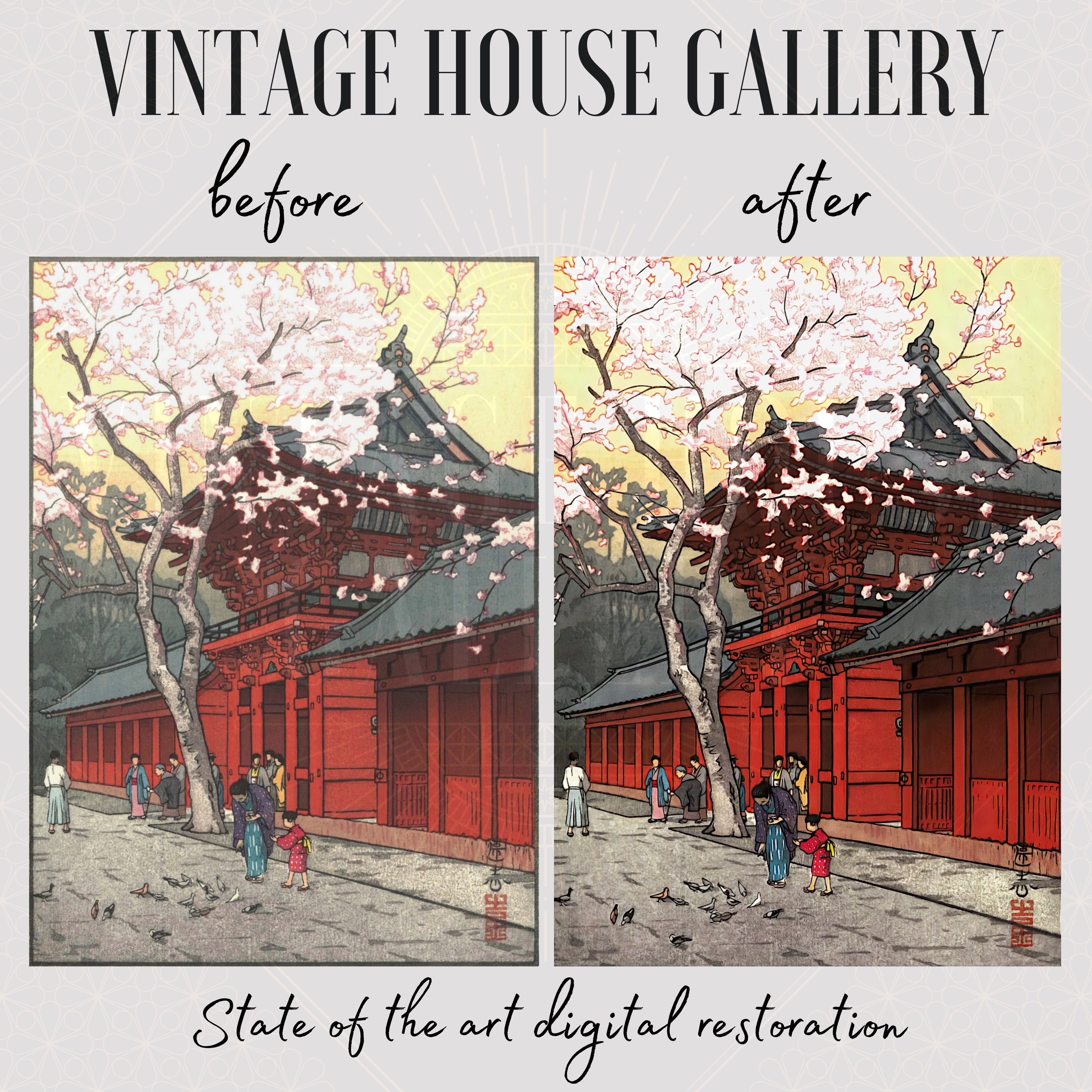 Hie Shrine Jinjya by Yoshida Toshi Ukiyo-e Japanese Wall Art Print Woodblock Art Restored ...