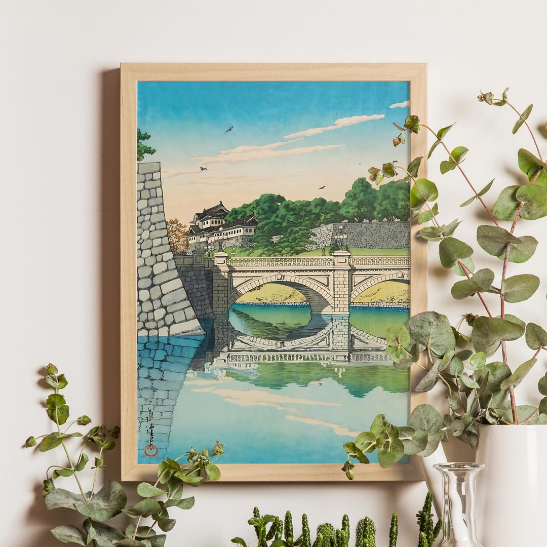 Morning at Niju Bridge, Kawase Hasui, 1930, Tokyo Imperial Palace Scene ...