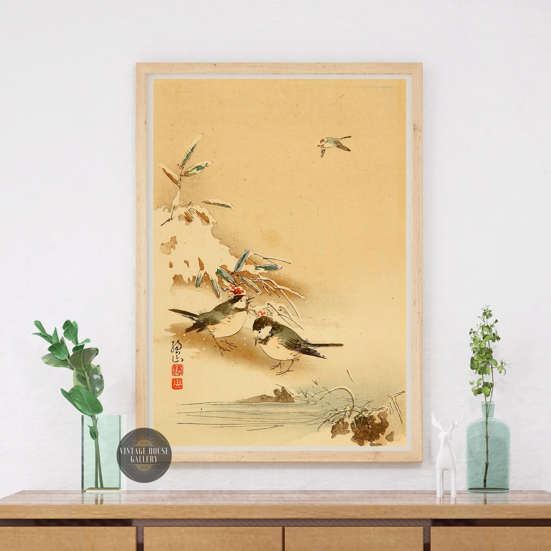 Birds in Snow by Ito Sozan Ukiyo-e Japanese Fine Art Woodblock Wall Art ...