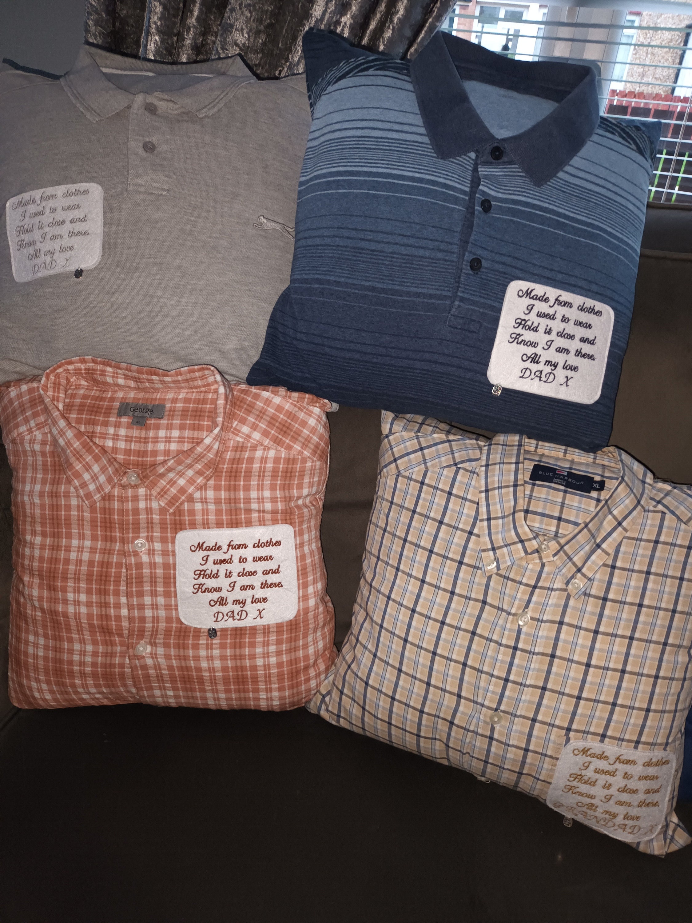 Memory Cushions Made From Your Loved One's Clothing to Cherish Forever ...