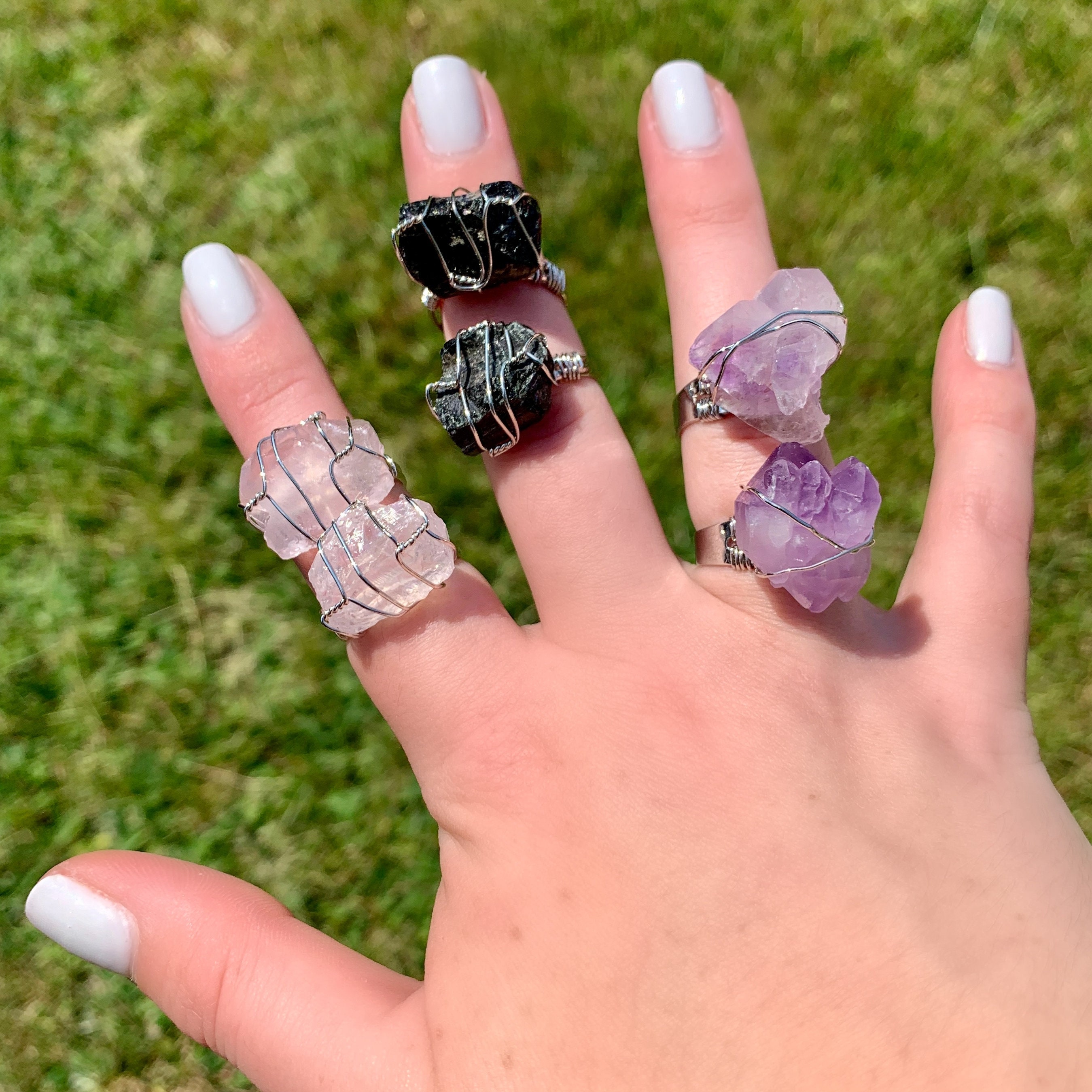 Raw Healing crystal wire-wrapped Ring Statement Ring Natural | Etsy