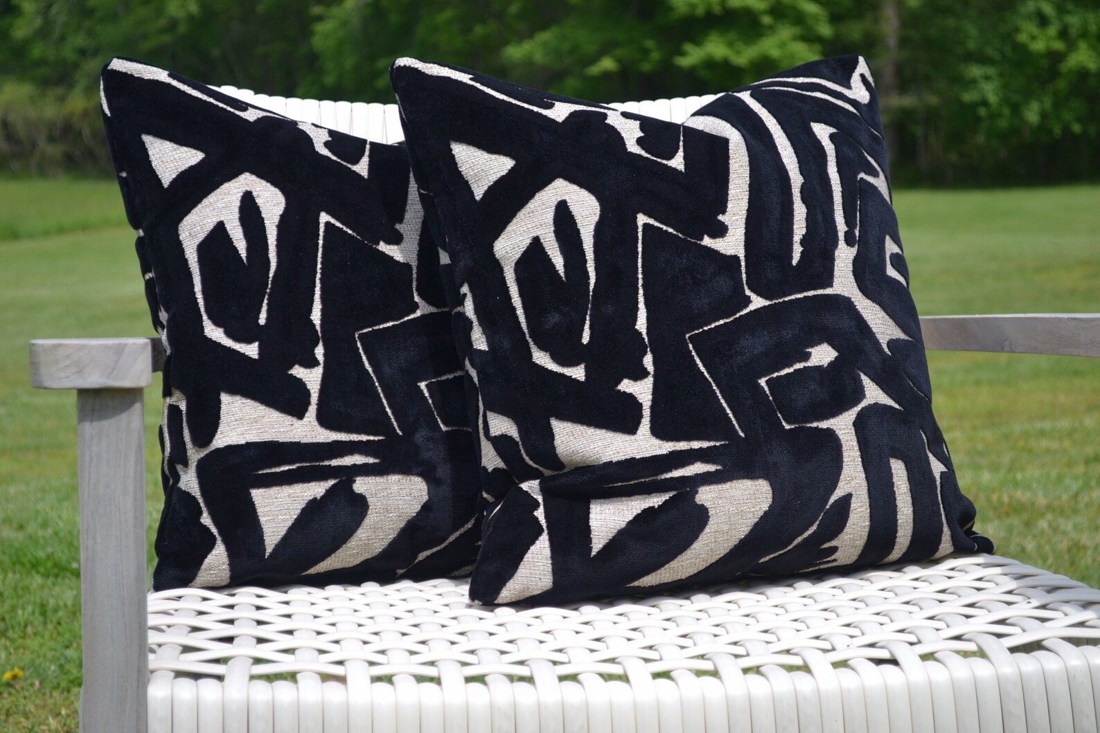 Black/neutral Geometric Cut Velvet Pillow Cover - Etsy