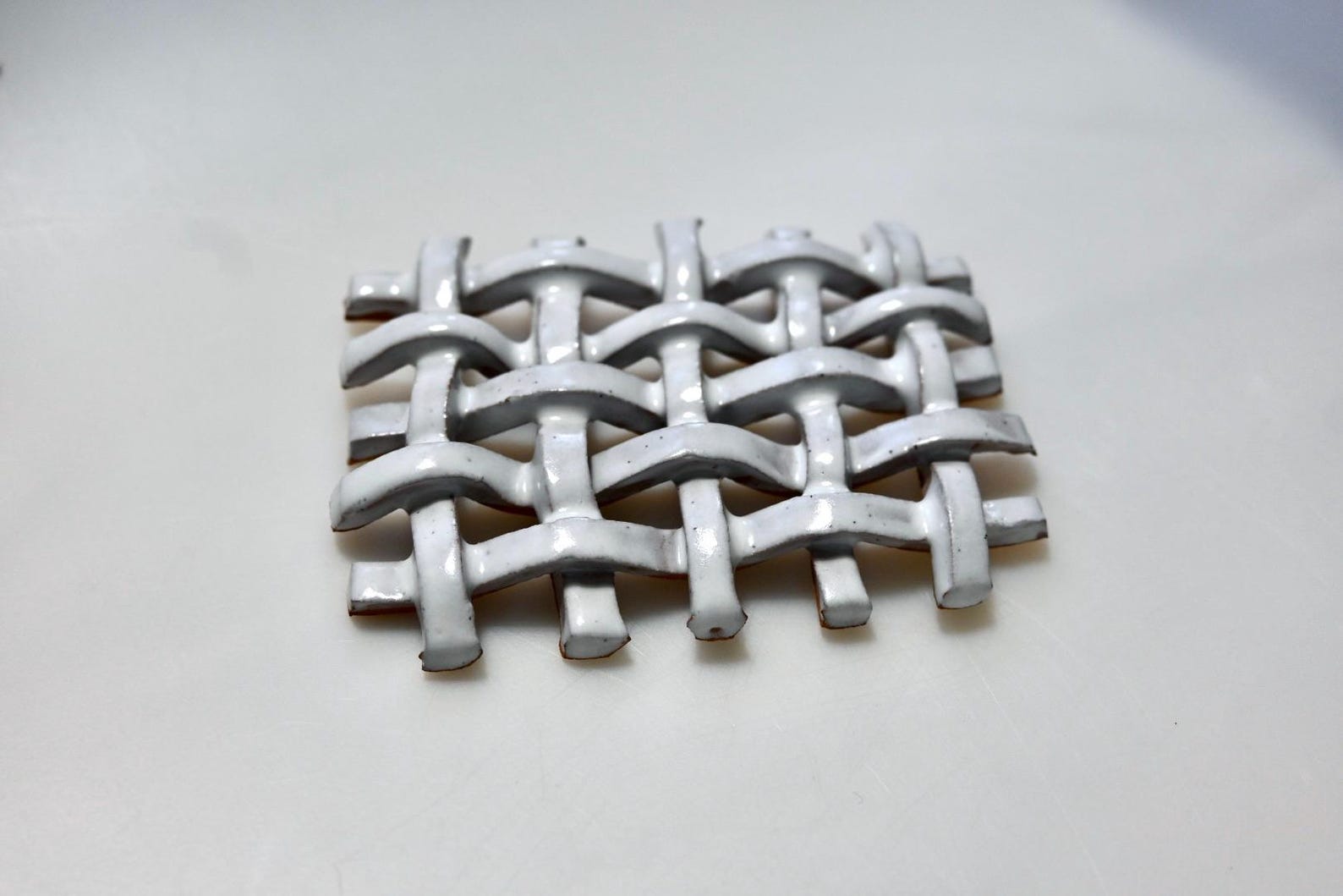 Handwoven Ceramic Glazed Lattice Basket Soap Dish for Bath, Shower ...