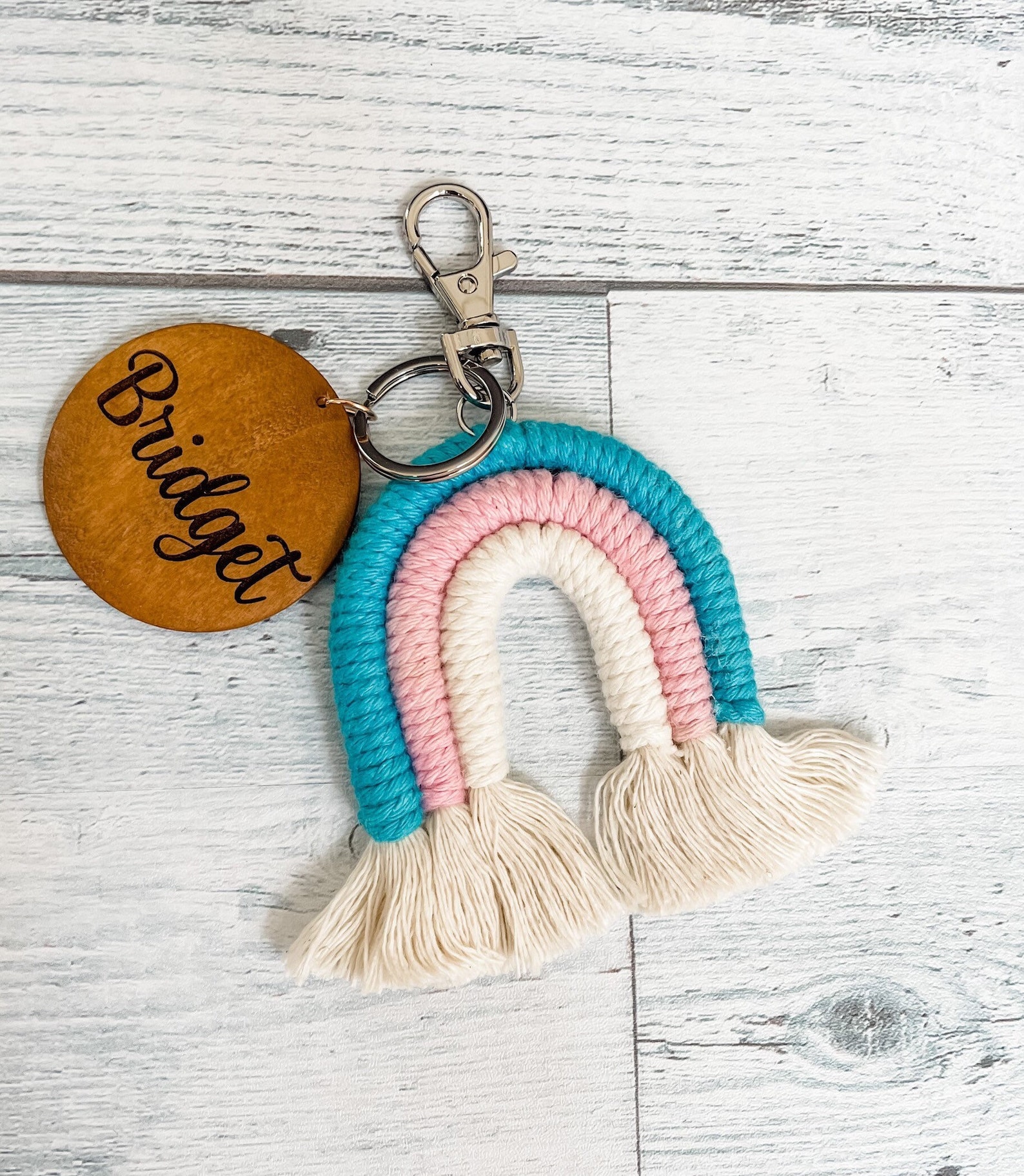 Rainbow Keychain, Personalized Rainbow Keychain, Boho Macrame Rainbow ...