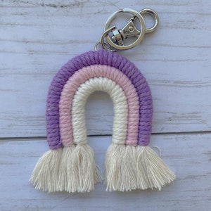 Rainbow Keychain, Personalized Rainbow Keychain, Boho Macrame Rainbow ...