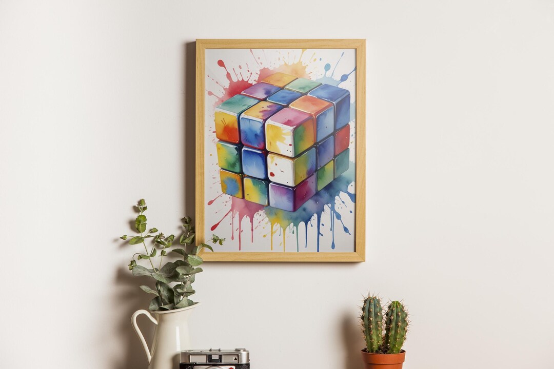 Watercolor Rubik's Cube Wall Decors With High Resolution JPG Unique ...