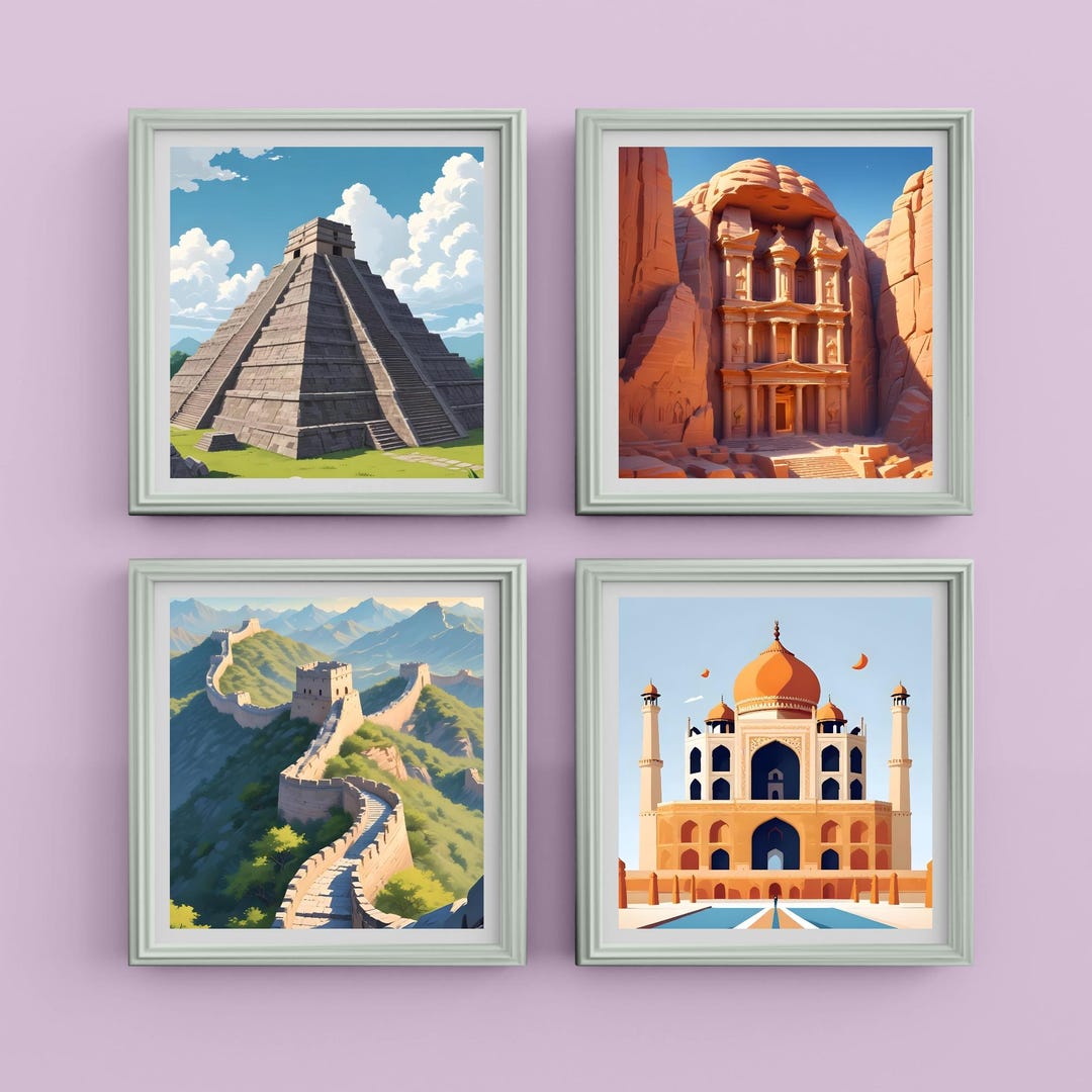 Digital Download Prints for Wall Art of Seven Wonders of the World Wall ...
