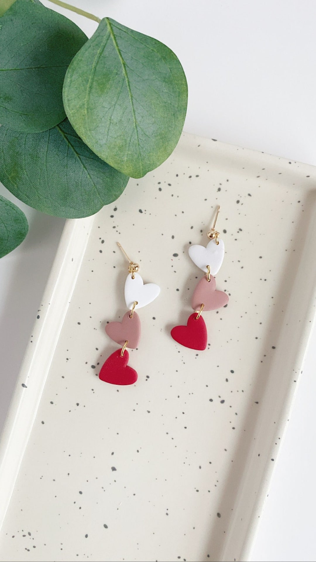Heart Shaped Dangles for Valentine's Day - White, Mauve and Red Heart ...