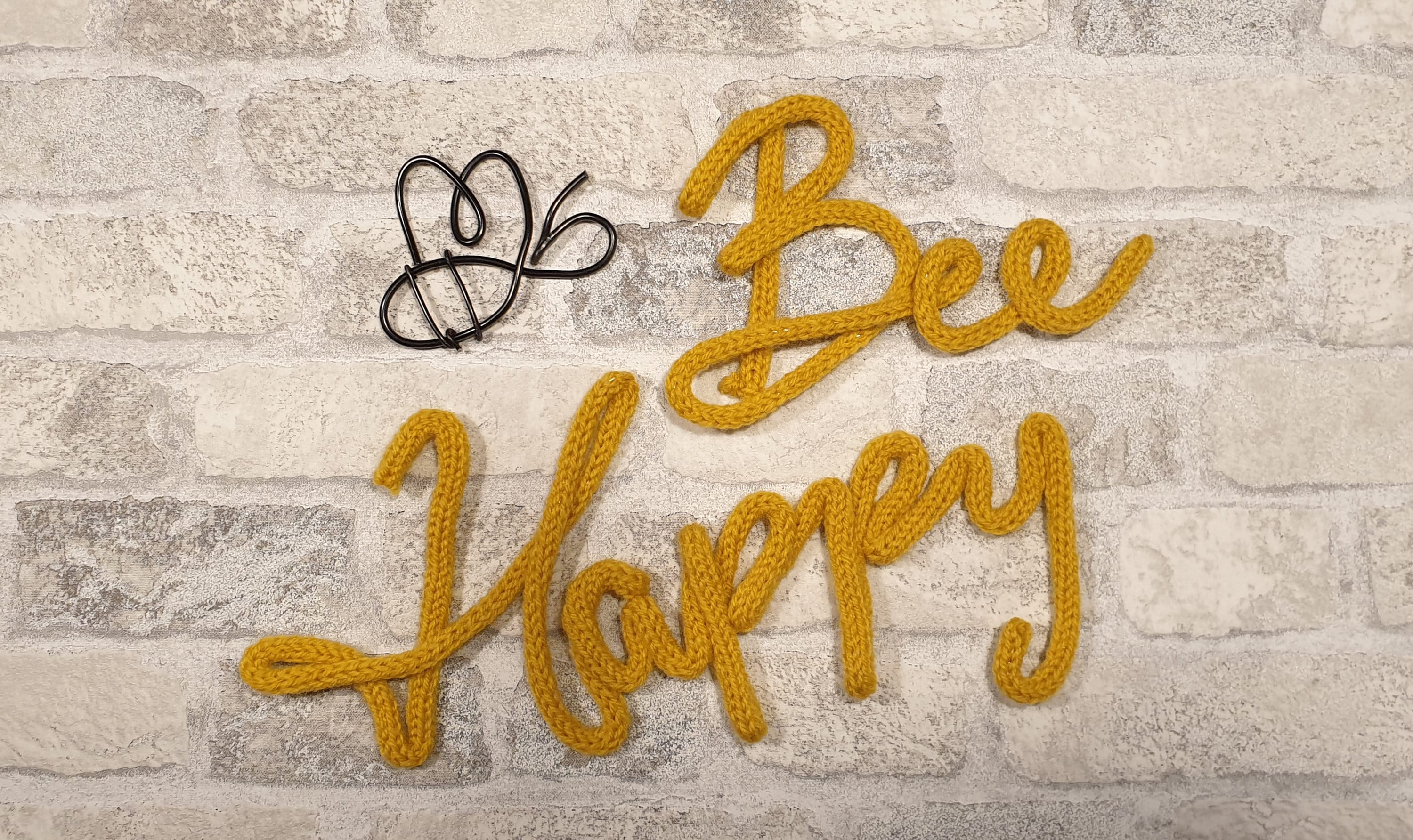 Bee Happy Knitted Words Wire Bee Wall Art Wire Words - Etsy UK