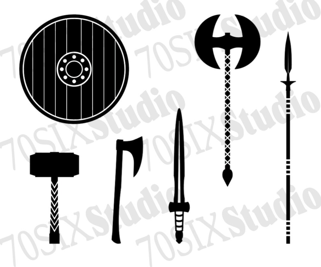 Viking Weapons Svg, Viking Weapons Stencils Viking Shield Viking Axe ...