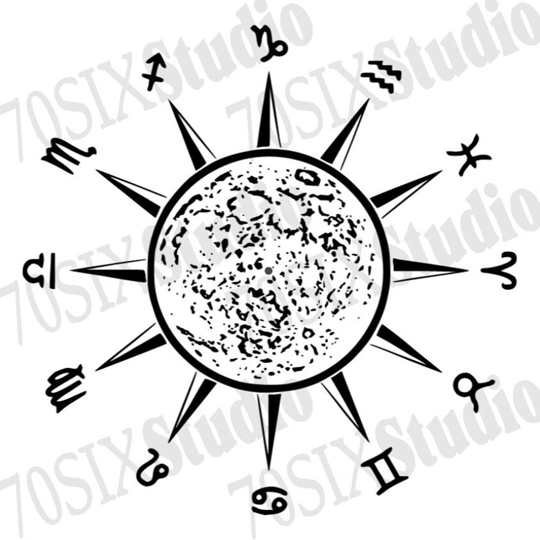 Moon Zodiac Clock Template, Zodiac Sign Clock Face, Zodiac Svg Png File ...