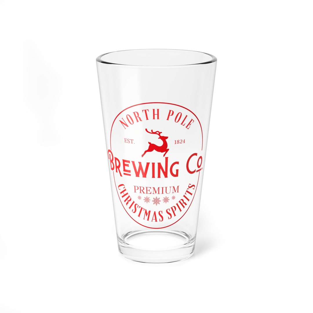 Christmas Beer Glass Beer Gift Christmas Glassware North Pole - Etsy