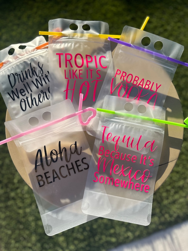 Personalized Drink Pouches: Bachelorette Party, Vacation, Pool Party - Etsy