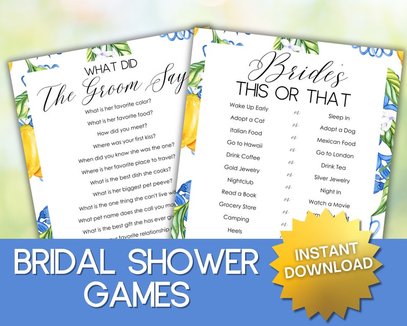 Bridal Shower Games This Or That Game Printable Shower Game Groom Game