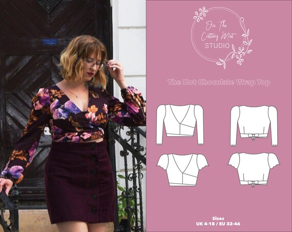 The Hot Chocolate V-neck Wrap Top Digital Sewing Pattern for - Etsy UK