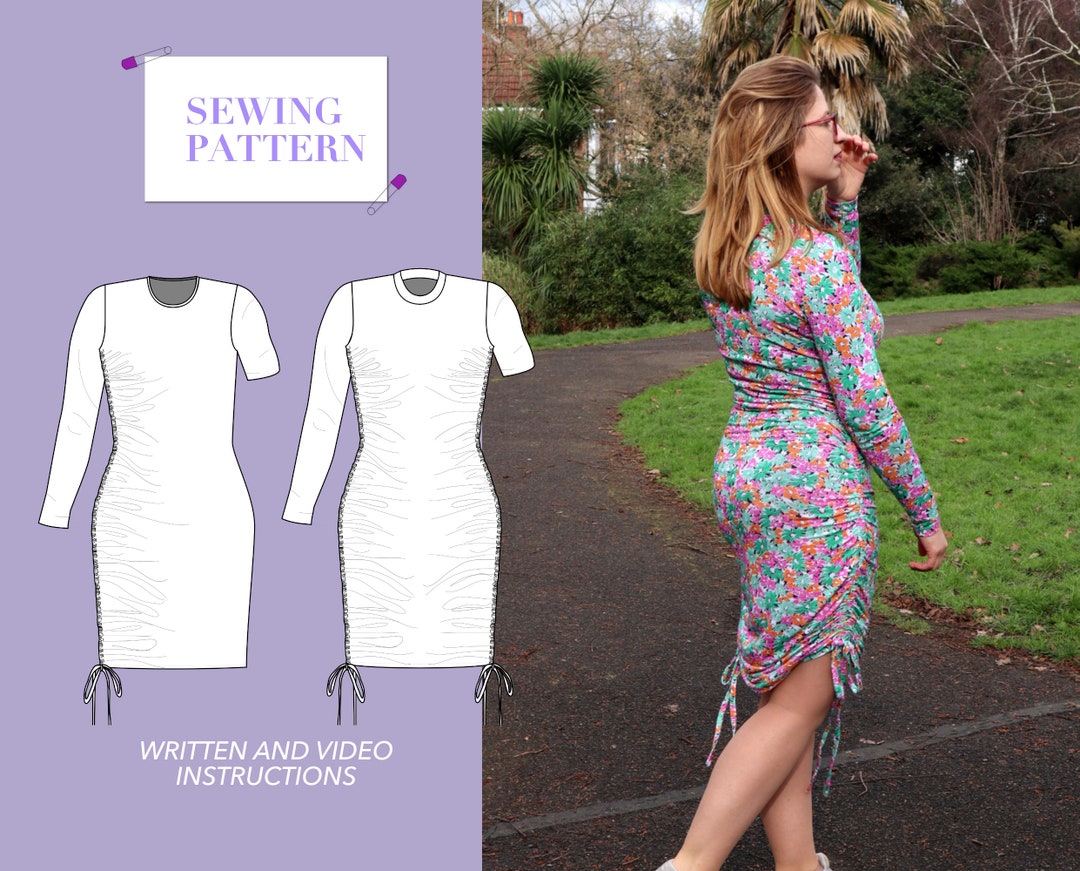 Raspberry Cream Dress/top Sewing Pattern Women | Stretch Bodycon Ruched ...