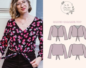 The Hot Chocolate V-neck Wrap Top Digital Sewing Pattern for Women ...