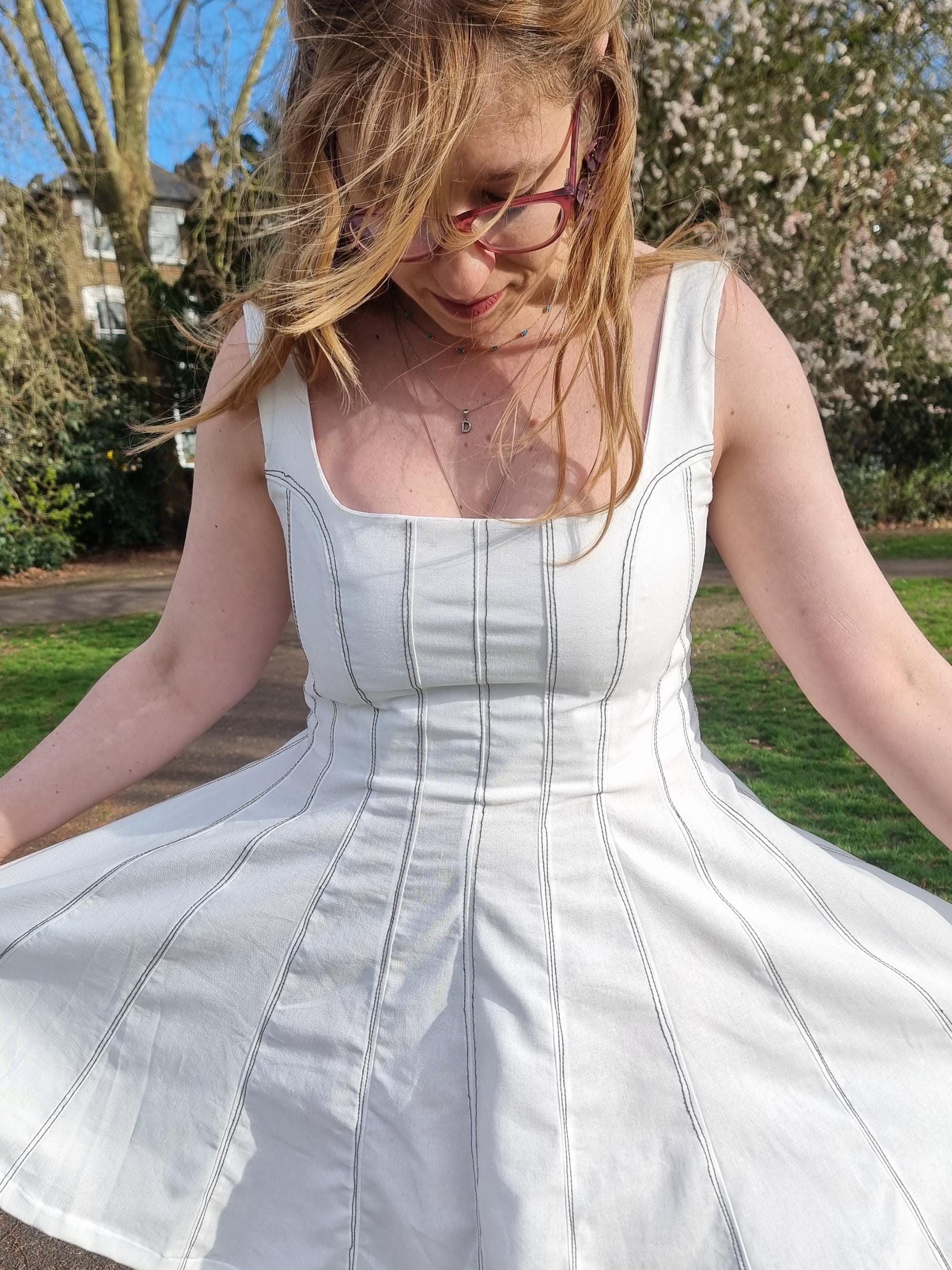 Striped Delight Sewing Pattern | Fitted Panelled Dress Square Neck ...