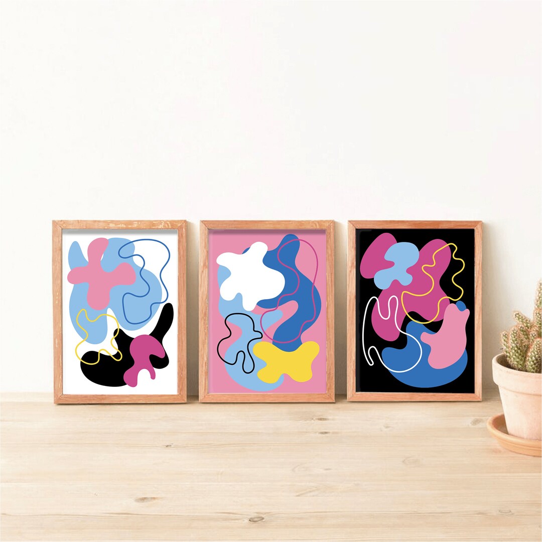 Blob Composition Trio, Matisse Inspired Abstract Wall Hanging, Modern ...