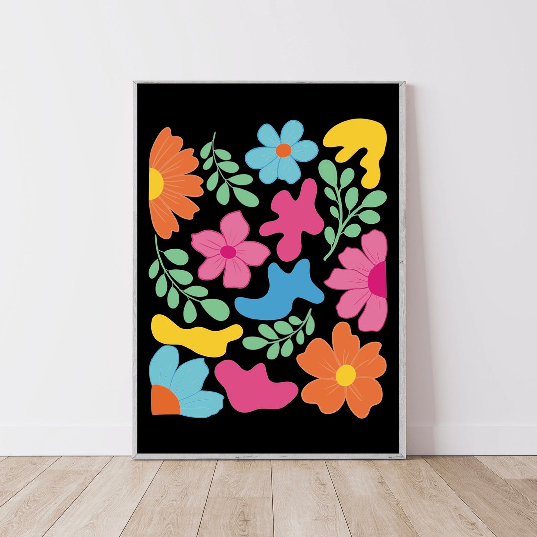 Blobs and Flowers Illustration, Matisse Style Art Work, Modern Home ...