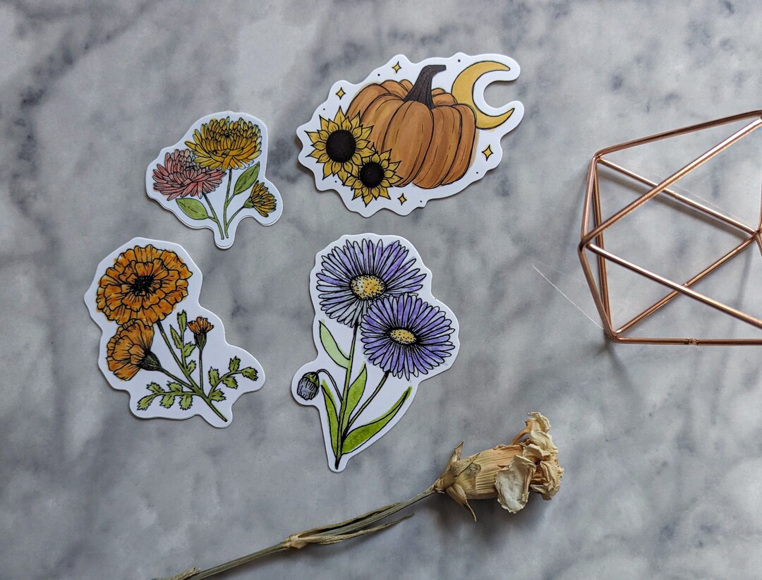 Fall Themed Floral Sticker Pack - Etsy