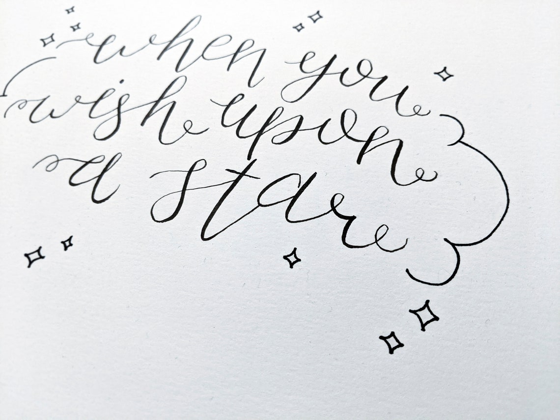 When You Wish Upon A Star Disney Hand Lettered Quote Wall - Etsy