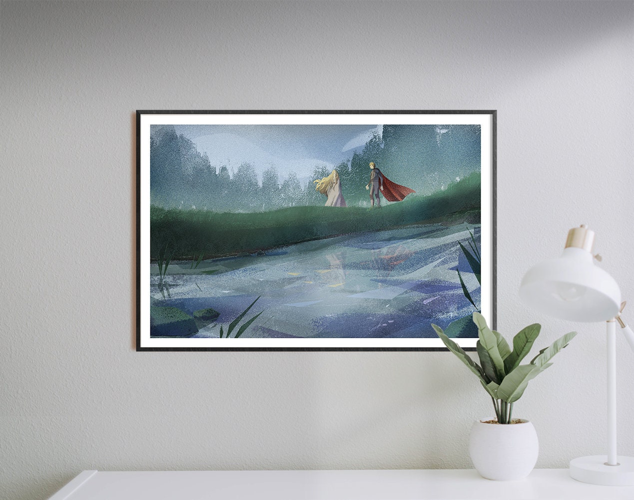 The Lady of the Lake & King Arthur Medieval Fantasy Art Poster ...