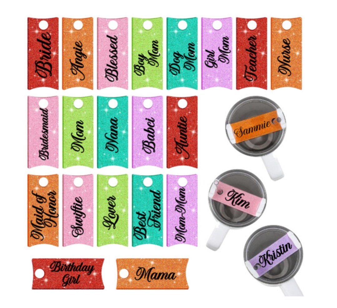Stanly 40oz Name Plate Glitter Stanley Cup Name Plate Personalized Name ...