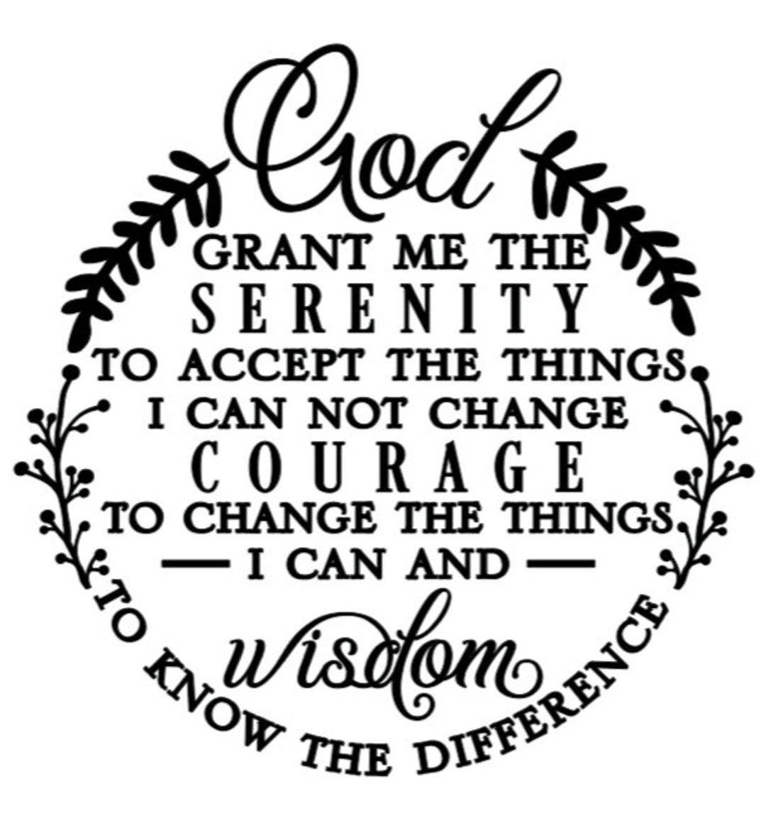 God Grant Me Vinyl Decal Serenity Prayer Decal Recovery Decal - Etsy