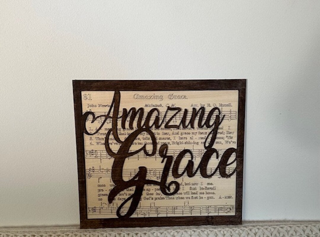 Amazing Grace Wood Sign Music Lyrics Two Layers - Etsy
