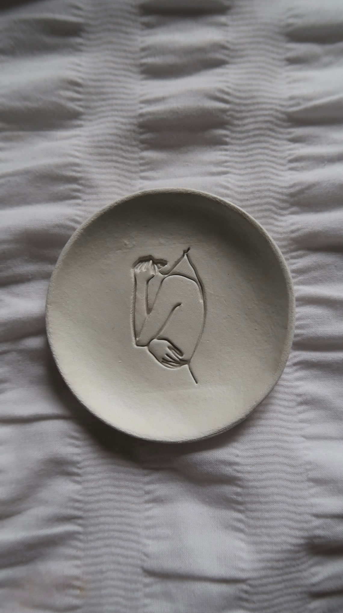 Personalised Handmade Line Art Clay Trinket Dish or Ring | Etsy