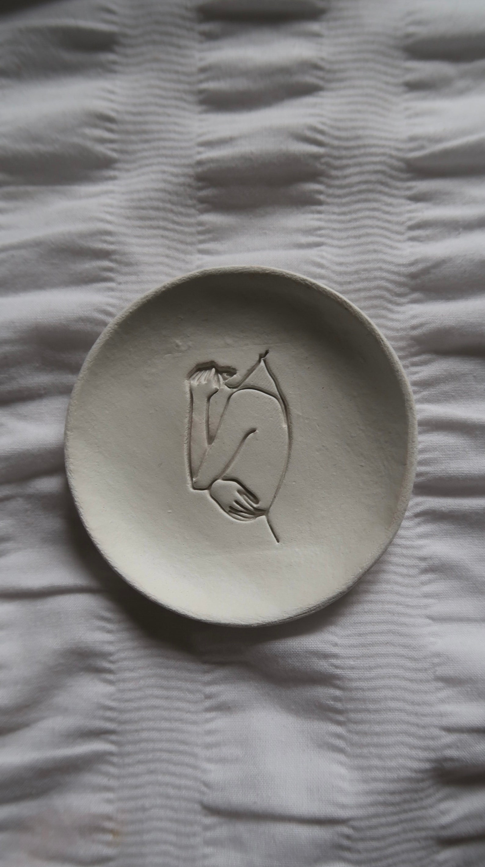 Personalised Handmade Line Art Clay Trinket Dish or Ring Holder ...