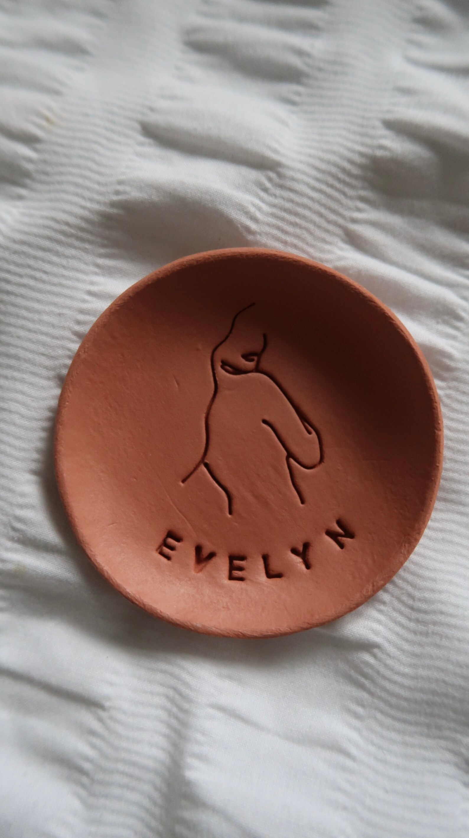 Personalised Handmade Line Art Clay Trinket Dish or Ring Holder ...