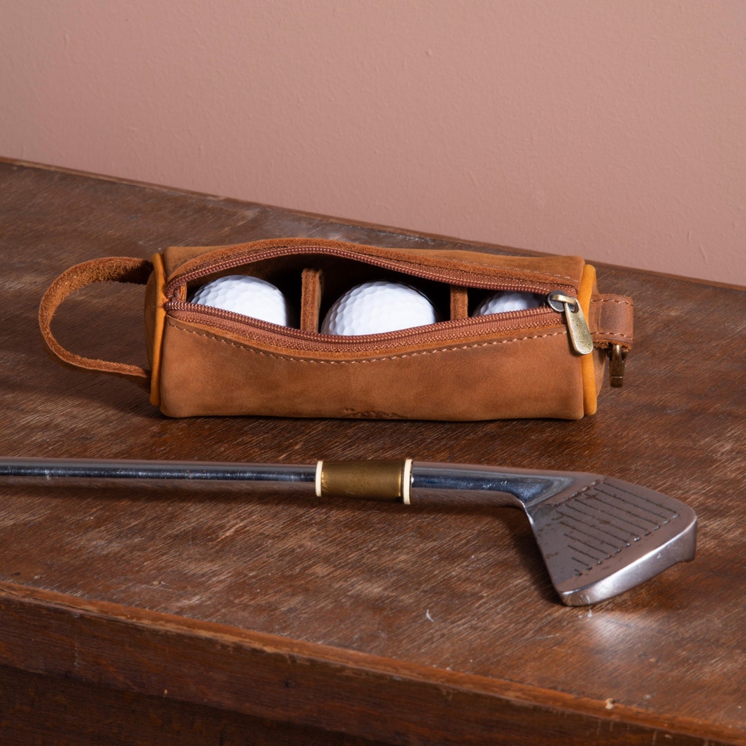 Leather Golf Ball Zippered Pouch Personalized Handcrafted Golf Ball ...