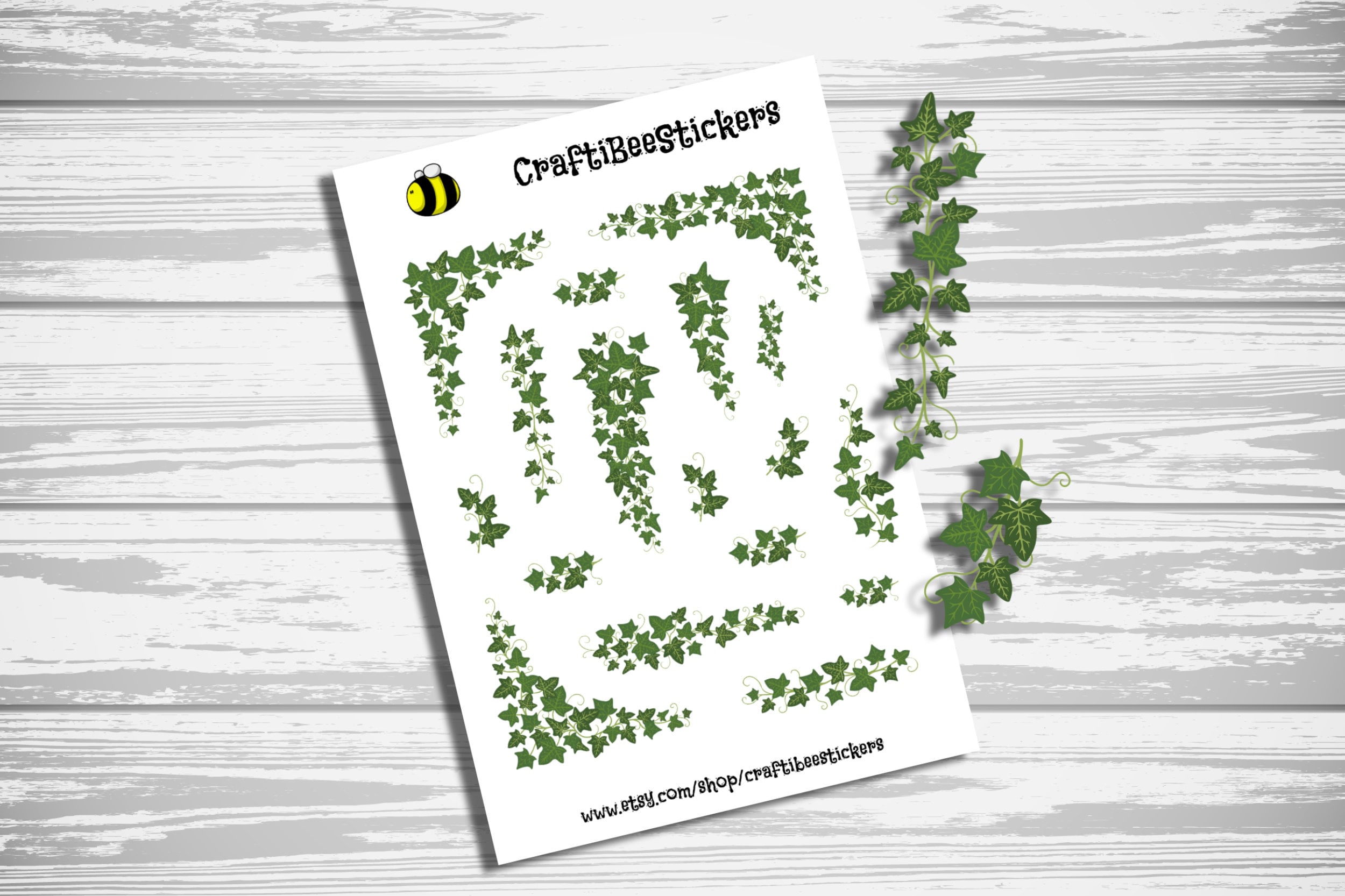 Sweeping Ivy Bullet Journal Sticker Set, Scrapbooking Sticker Set, Ivy ...