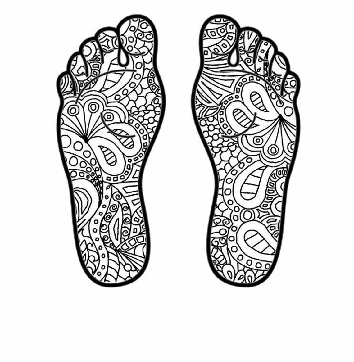 Zentangle Feet PDF Coloring Page - Etsy