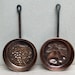 Set of 2 Copper Skillets Long Handled Pans, Grape Cluster Motif Copper ...