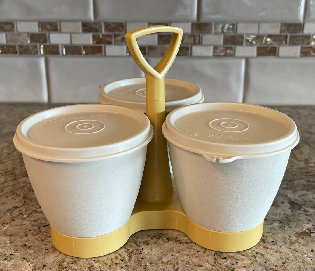 Tupperware Condiment Caddy With Lids; Triple Serve Tupperware Server ...