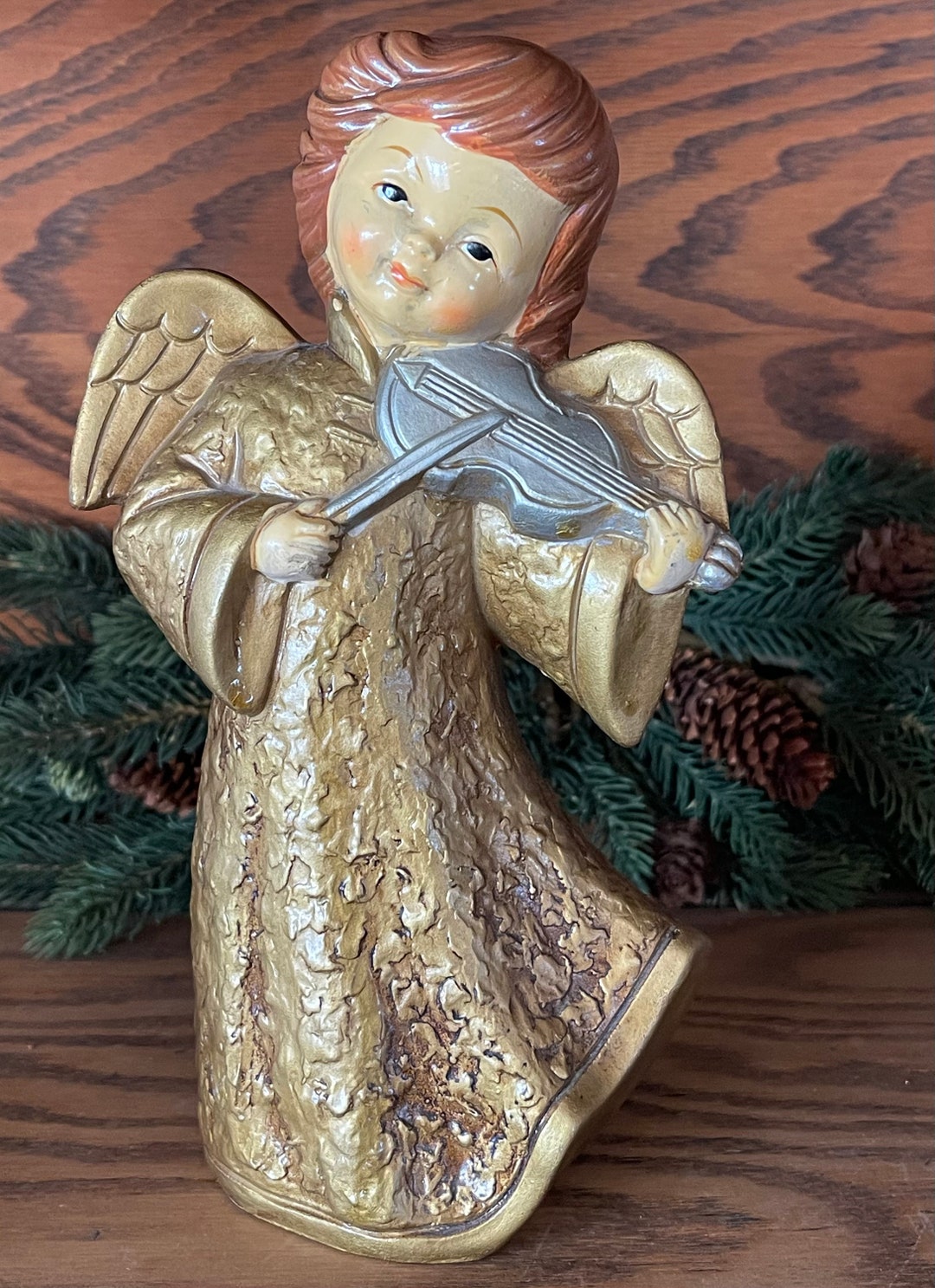 Christmas Gold PARMA Angel With Silver Violin; Musical Instrument ...