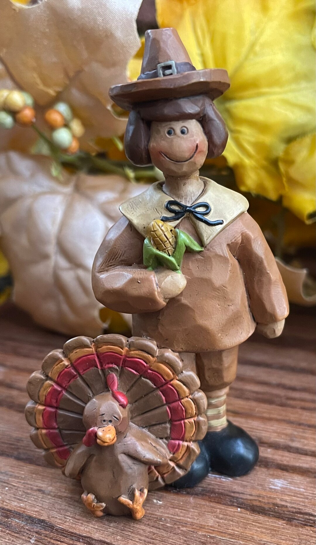 Pilgrim Holding Corn & Turkey Thanksgiving Pilgrim - Etsy