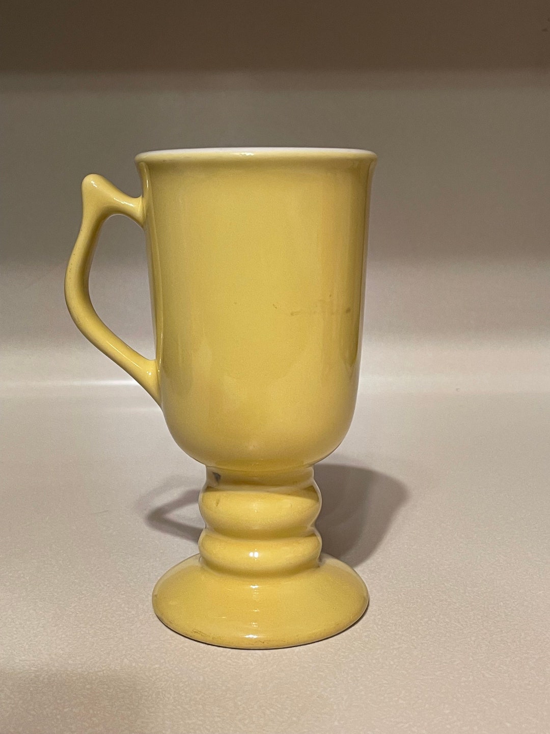 Hall China Yellow Footed Pedestal Irish Coffee Mug; Signed Carbone; Mug ...
