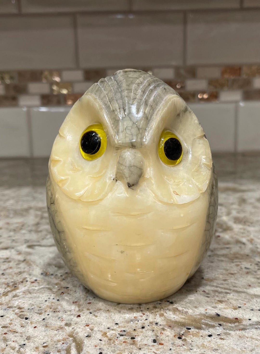 ALABASTER OWL Paperweight Alabaster Owl Figurine Symbolic Owl of Wisdom ...